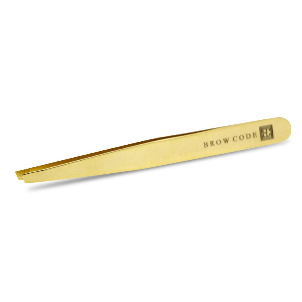 Brow Code Gold Slant Tweezers - Precision Stainless Steel Tweezers ...